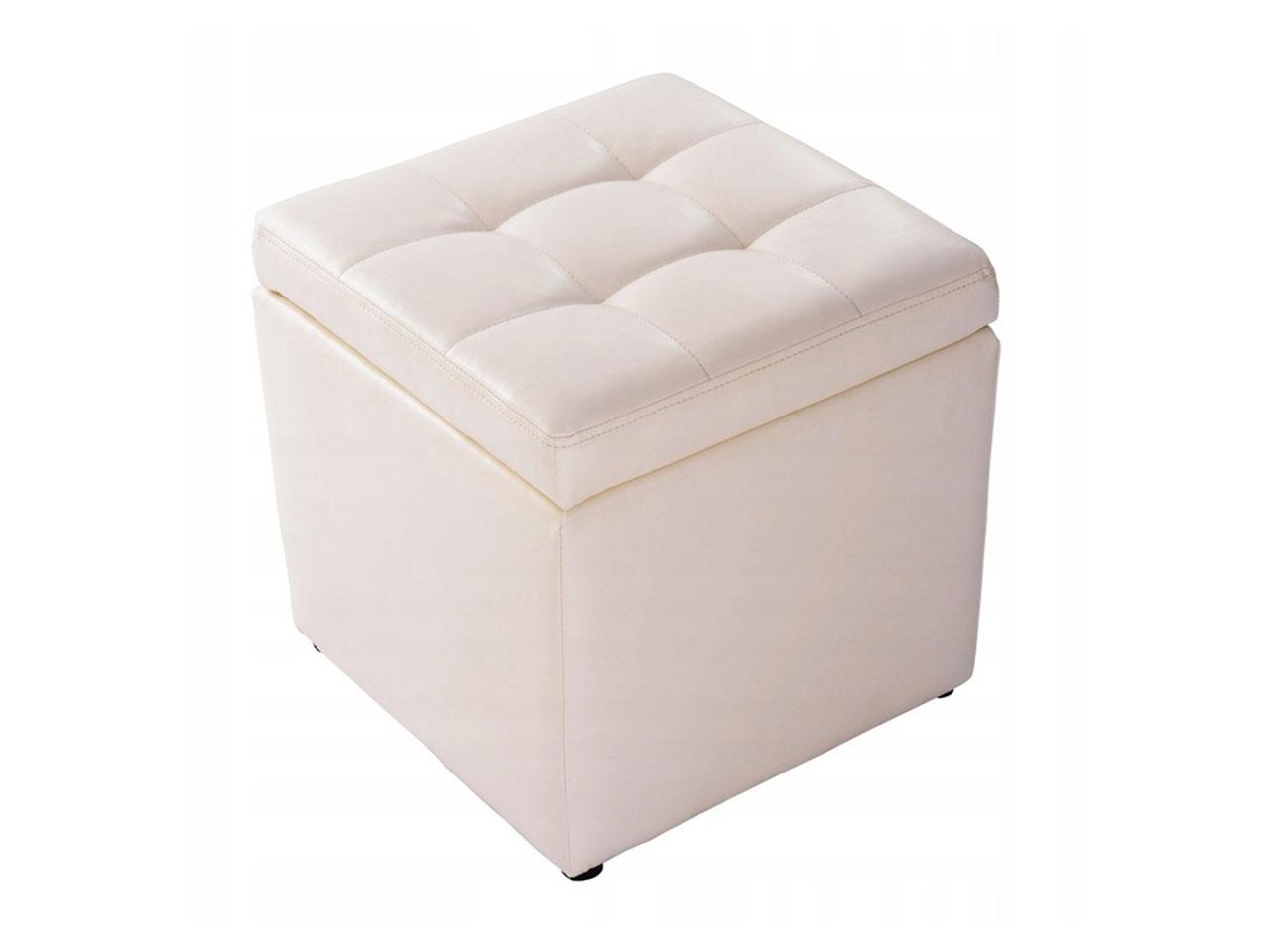 Taburet COSTWAY HW47908WH, čalouněný, s úložným prostorem, eko kůže ...